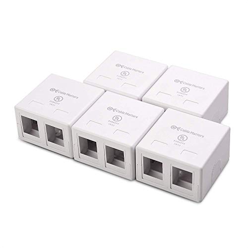 Cable Matters UL Listed 5-Pack 2-Port Keystone Jack Surface Mount Box in White