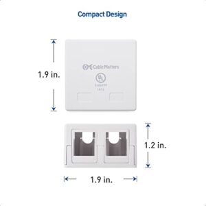 Cable Matters UL Listed 5-Pack 2-Port Keystone Jack Surface Mount Box in White