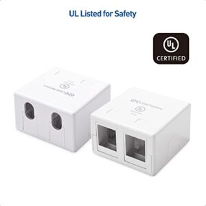 Cable Matters UL Listed 5-Pack 2-Port Keystone Jack Surface Mount Box in White