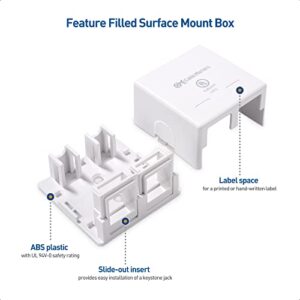 Cable Matters UL Listed 5-Pack 2-Port Keystone Jack Surface Mount Box in White