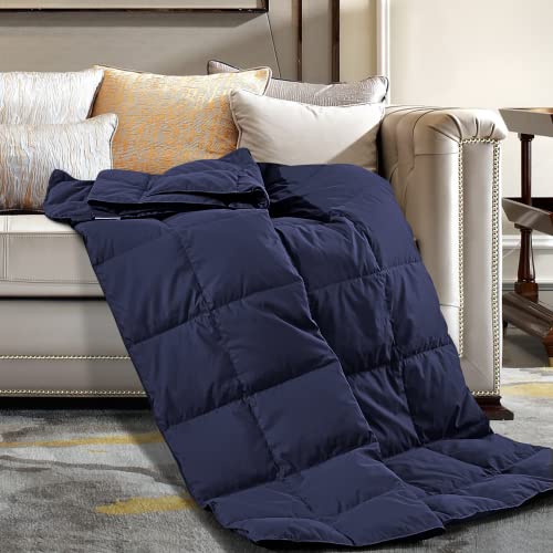 Peace nest Down Throw Blankets for Couch 50x70” Down Blanket for Indoor and Outdoor use Soft Lightweight Navy