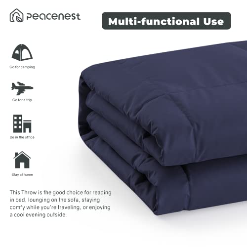 Peace nest Down Throw Blankets for Couch 50x70” Down Blanket for Indoor and Outdoor use Soft Lightweight Navy