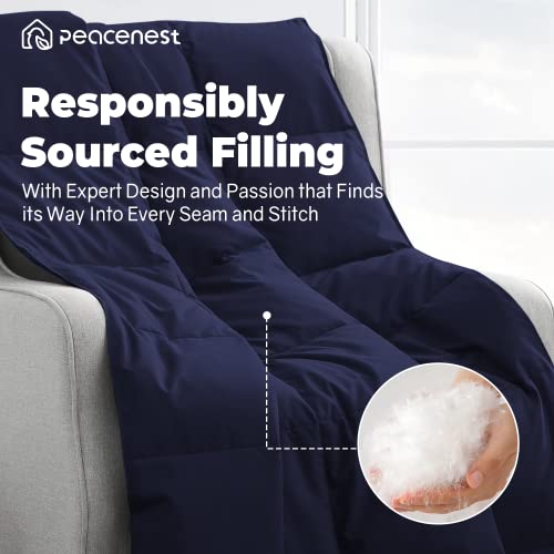 Peace nest Down Throw Blankets for Couch 50x70” Down Blanket for Indoor and Outdoor use Soft Lightweight Navy