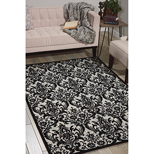 Nourison Damask Vintage Grey 8' x 10' Area -Rug, Easy -Cleaning, Non Shedding, Bed Room, Living Room, Dining Room, Kitchen (8x10)