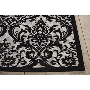 Nourison Damask Vintage Grey 8' x 10' Area -Rug, Easy -Cleaning, Non Shedding, Bed Room, Living Room, Dining Room, Kitchen (8x10)