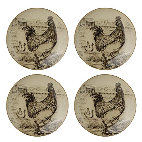 Pfaltzgraff Homespun Rooster 16-Piece Dinnerware Set, Service for 4 Brown