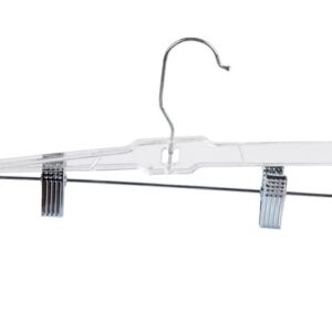 Jeronic 12 Pack Slack Pant Hangers Skirt Hangers with Clips, Clear