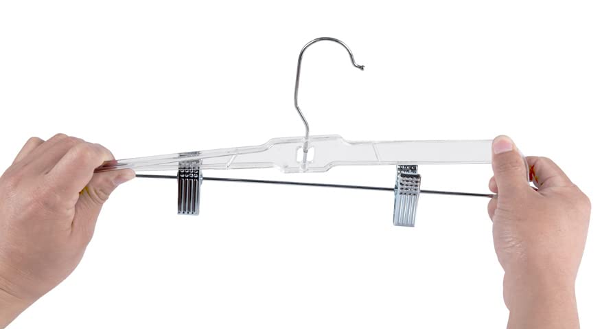 Jeronic 12 Pack Slack Pant Hangers Skirt Hangers with Clips, Clear