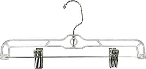 Jeronic 12 Pack Slack Pant Hangers Skirt Hangers with Clips, Clear