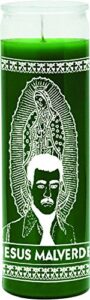 indio 7 day glass candle jesus malverde green