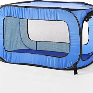 Beatrice Home Fashions Portable, Collapsible, Pop Up Travel Pet Kennel, 32.5" L x 19.5" W x 19.5" H, Blue