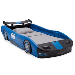 delta children turbo race car twin bed, blue