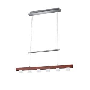 adesso 3098-15 burlington 38"-69" led 6 light pendant, walnut