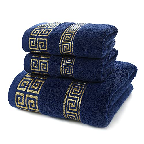 "100% Cotton Highly Absorbent Embroidered Towels 3-Piece Towel Set Hotel Bath Towel, 1 Bath Towels, 2 Hand Towels Extra Thick Beach Bath Towels"