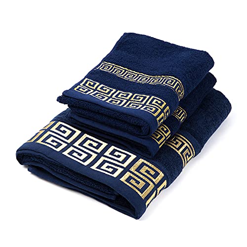 "100% Cotton Highly Absorbent Embroidered Towels 3-Piece Towel Set Hotel Bath Towel, 1 Bath Towels, 2 Hand Towels Extra Thick Beach Bath Towels"