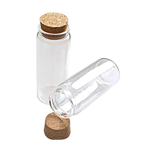 ELYSAID 2pcs Empty Clear Glass Bottles Vials with Cork Stopper Storage Jars 47mm Bottle Diameter (47x120x33mm 150ml)