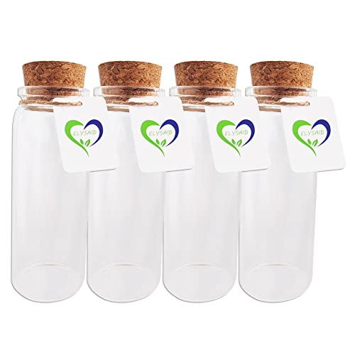 ELYSAID 2pcs Empty Clear Glass Bottles Vials with Cork Stopper Storage Jars 47mm Bottle Diameter (47x120x33mm 150ml)