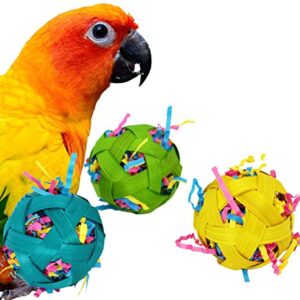 Bonka Bird Toys 1237 Three Natural Stuffed Bamboo Two Inch Balls Foot Talon Craft Part Bird Toys Conures Cockatiels Parakeets and Other Similar Birds