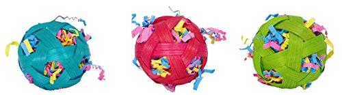 Bonka Bird Toys 1237 Three Natural Stuffed Bamboo Two Inch Balls Foot Talon Craft Part Bird Toys Conures Cockatiels Parakeets and Other Similar Birds