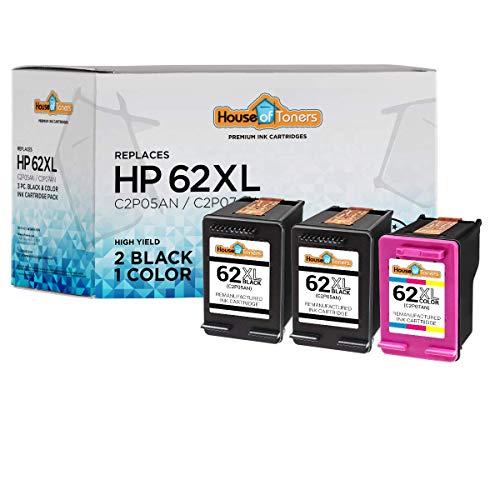 Houseoftoners Replacement for HP62XL HP 62XL Ink for HP Envy 5540 5640 5660 7644 7645 OfficeJet 5740 8040 OfficeJet 200 250 Series Printer (2B&1C, 3-Pack)