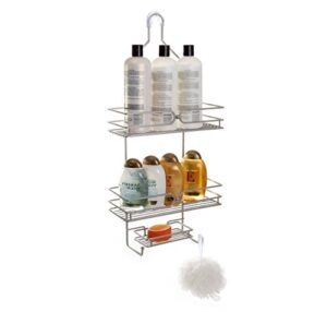 bino verona' jumbo 3-shelf over-the-showerhead caddy, nickel