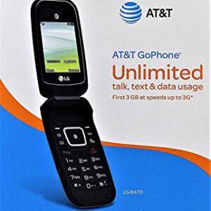 LG B470 AT&T Prepaid Basic 3g Flip Phone, Black - Carrier Locked to AT&T