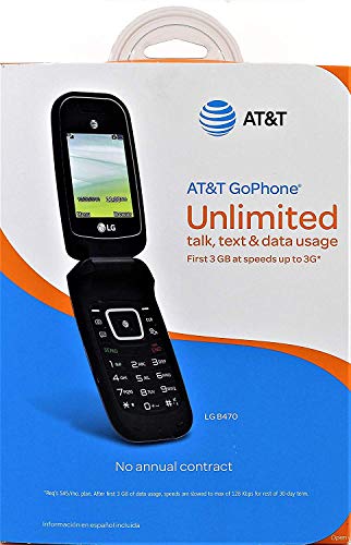 LG B470 AT&T Prepaid Basic 3g Flip Phone, Black - Carrier Locked to AT&T