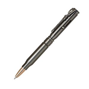 x2 depot brass bullet shaped ballpoint pen with rifle design clip, gun metal