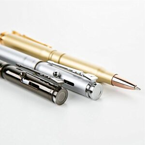 X2 Depot Brass Bullet Shaped Ballpoint Pen with Rifle Design Clip, Gun Metal