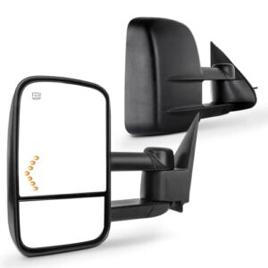 scitoo towing mirrors fit for chevy for gmc pickup truck 2003-2007 for chevy for gmc for silverado for sierra power heated signal telescopic pair mirrors gm1320355 gm1321355