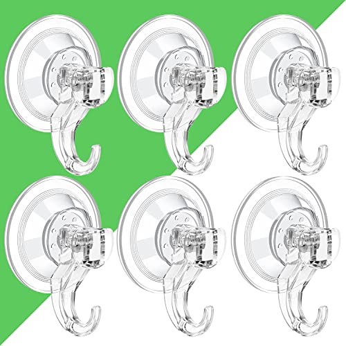 LUXEAR Suction Cup Hooks - 6 Pack Suction Hooks Reusable Powerful Waterproof Shower Hooks - Heavy Duty Vacuum Suction Hanger for Shower, Window, Towel, Loofah, Glass Door