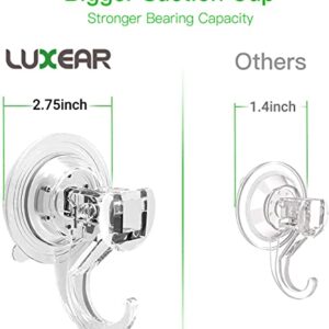 LUXEAR Suction Cup Hooks - 6 Pack Suction Hooks Reusable Powerful Waterproof Shower Hooks - Heavy Duty Vacuum Suction Hanger for Shower, Window, Towel, Loofah, Glass Door