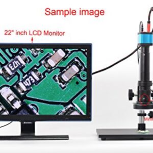 HAYEAR 14MP Monocular HDMI HD USB Digital Industry Video Microscope Camera Set Big Stereo Table Stand Zoom C-Mount Lens 144 LED Light (300X Zoon Lens)