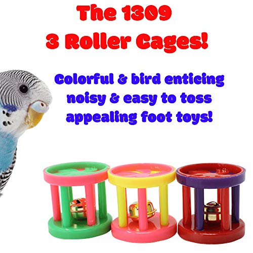 1309 3 Roller Foraging Cages Bonka Bird Toys Foot Beak Colorful Budgie Finch Parrotlet Parrot