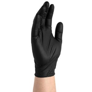 SupplyMaster Black Nitrile Exam Disposable Gloves - 4 Mil, Powder Free, Non-Sterile, Latex Free, Textured, Ambidextrous, Small, Case of 400 - SMBKNE4S