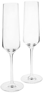 schott zwiesel tritan crystal glass pure stemware collection champagne flute with effervescence points, 7.3-ounce, set of 2