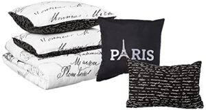 casa j'adore 5-piece comforter set, full,black and white