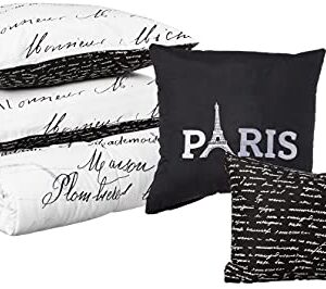 Casa J'Adore 5-Piece Comforter Set, Full,Black and White