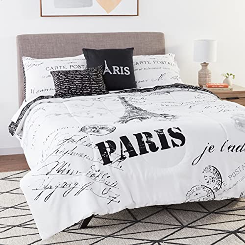 Casa J'Adore 5-Piece Comforter Set, Full,Black and White