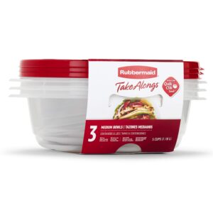 rubbermaid takealongs food storage container, 5 cup, 3 count