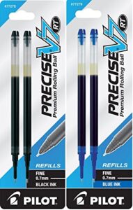 pilot refill for precise v7 rt rolling ball, fine, black & blue ink, 2/pack