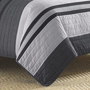 Nautica Home | Vessey Collection | 100% Cotton Reversible and Light-Weight Quilt Bedspread, Pre-Washed For Extra Comfort, Easy Care Machine Washable, Queen, Grey