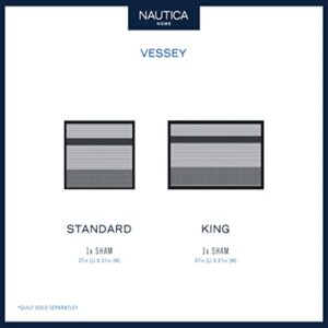 Nautica - Sham, Cotton Reversible Bedding with Envelope Closure, Pre-Washed for Added Softness, Stylish Home Decor (Vessey Grey, 20" x 26")