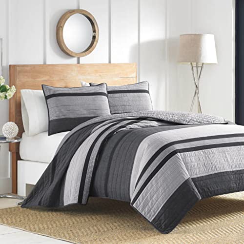 Nautica - Sham, Cotton Reversible Bedding with Envelope Closure, Pre-Washed for Added Softness, Stylish Home Decor (Vessey Grey, 20" x 26")