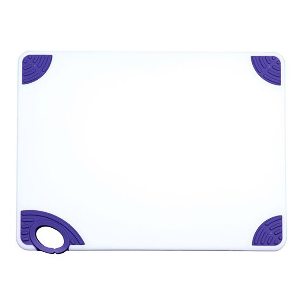 Winco CBN-1520PP, 15x20x1/2" Rectangular Cutting Board with Purple Rubber Grip Hook, Plastic Chopping Board (Purple)