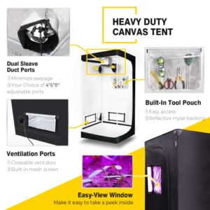 iPower GLTENTXS3 Grow Tent with Reflective Mylar 32" x 32" x 63" Indoor Hydroponic Water-Resistant Complete System, Black