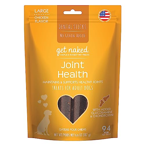 Get Naked Grain Free 1 Pouch 6.6 Oz Joint Health Dental Chew Sticks, Large