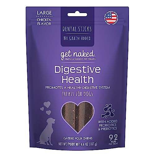 Get Naked Grain Free 1 Pouch 6.6 Oz Digestive Health Dental Chew Sticks, Large