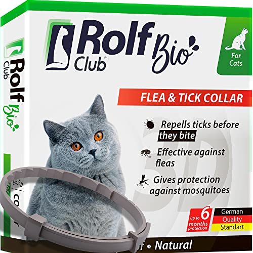 Natural Flea & Tick Collar for Cats - 6 Months Control of Best Prevention & Safe Treatment - Anti Fleas and Ticks Essential Oil Repellent (1 Pack)