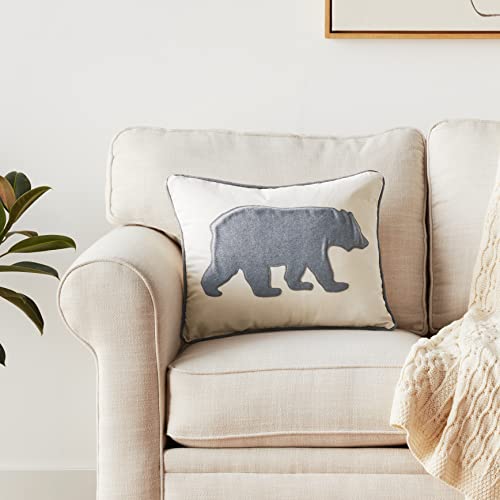 Eddie Bauer Home Throw Pillow with Zipper Closure, Perfect Home Decor for Bed or Sofa, 16" x 20", Bear Twill Grey